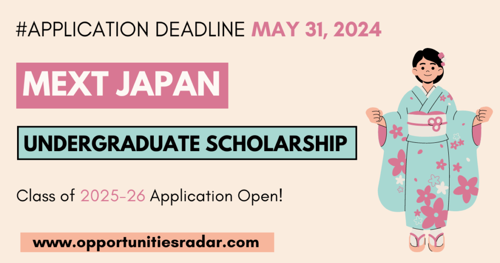 Japanese Government MEXT Undergraduate Scholarships 2025