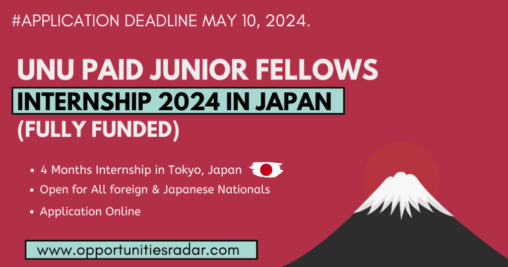 UNU Paid Junior Fellows Internship 2024 in Japan | Fully Funded