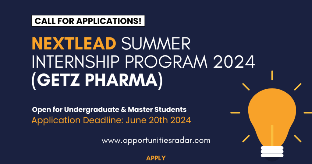NextLead Summer Internship Program 2024 (Getz Pharma)