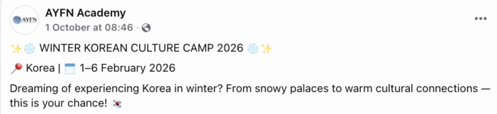 AYFN Korean Winter Culture Camp 2026: Experience Korean Culture