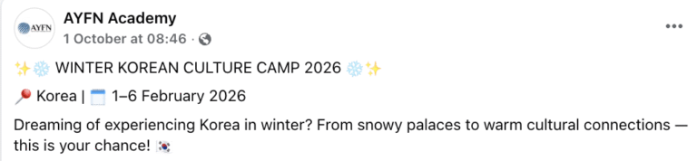 AYFN Korean Winter Culture Camp 2026: Experience Korean Culture