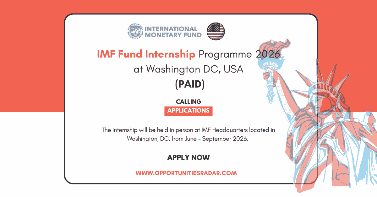 IMF Fund Internship Programme 2026 at Washington DC, USA