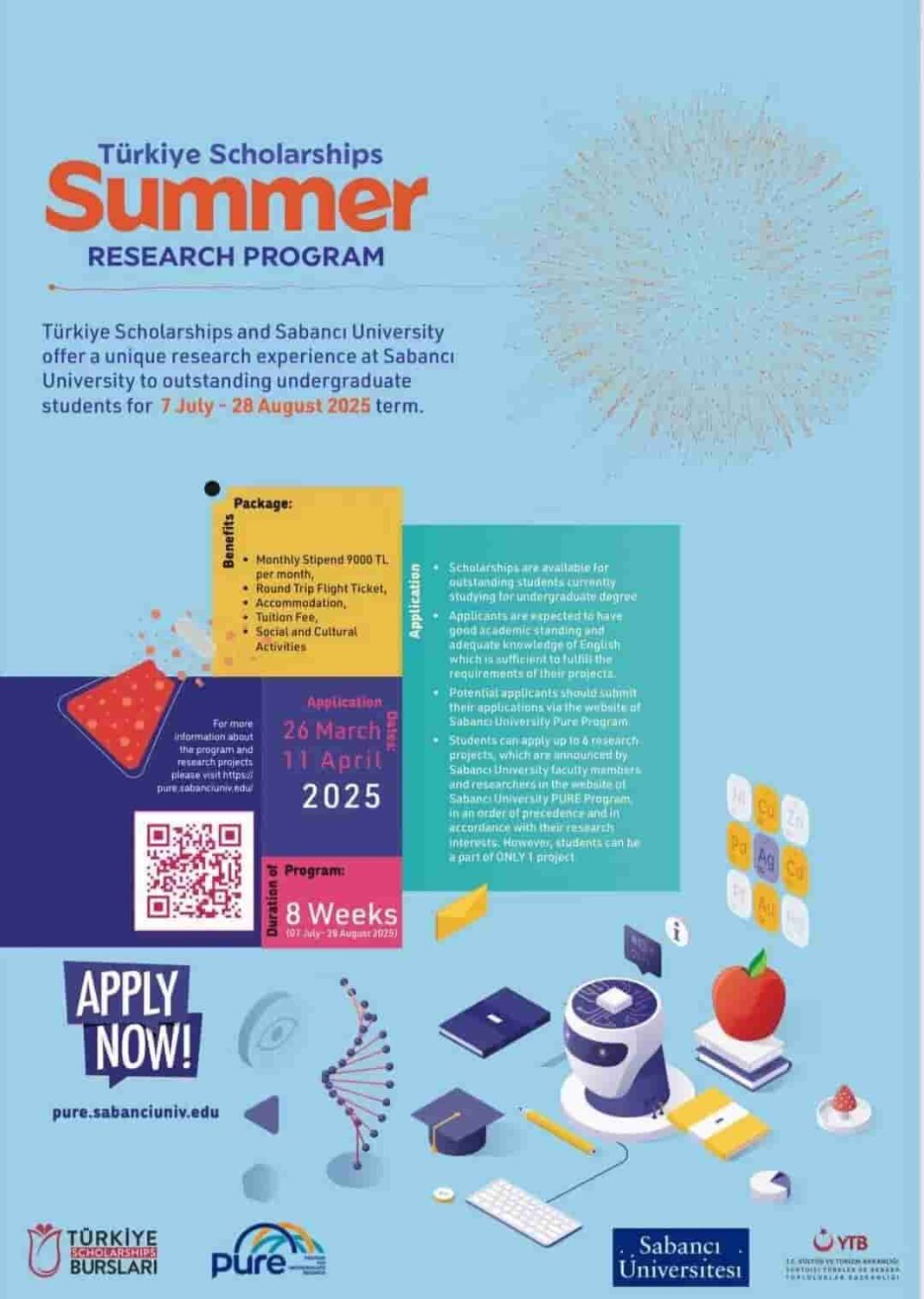 Turkiye Scholarships Pure Summer 2025 at Sabanci University (Fully Funded)