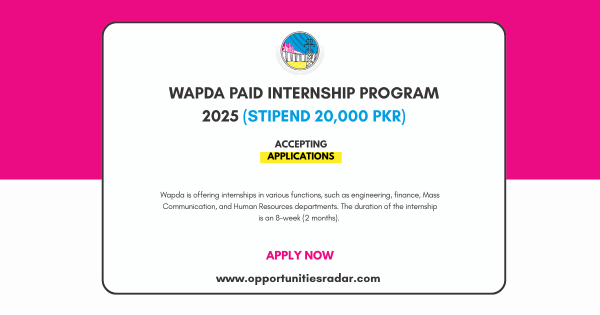 Wapda Paid Internship Program 2025 (Stipend 20,000 Pkr)