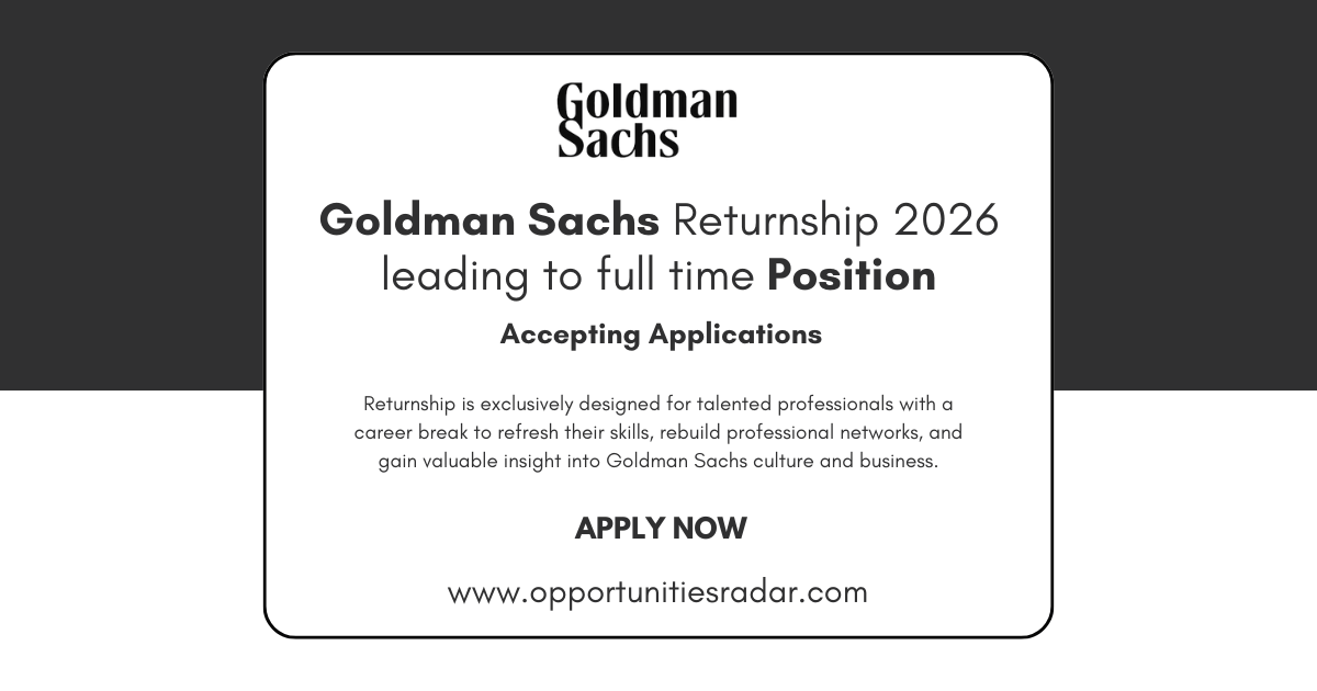 Goldman Sachs Returnship 2026 in USA (Paid)