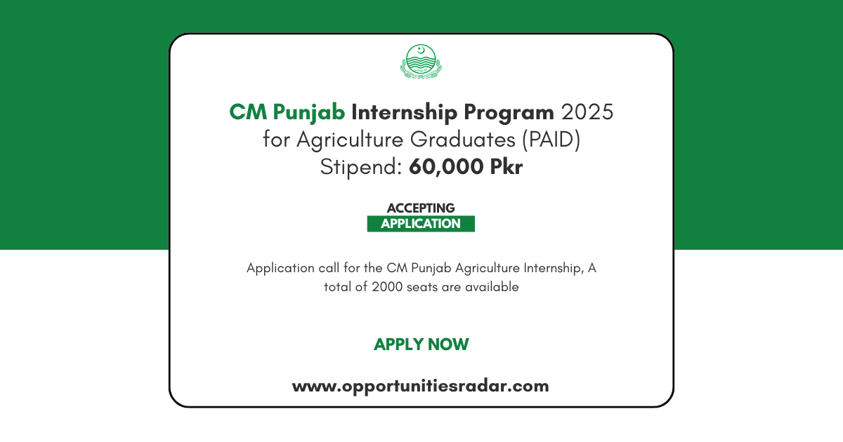 CM Punjab Internship Program 2025 for Agriculture Graduates (PAID)