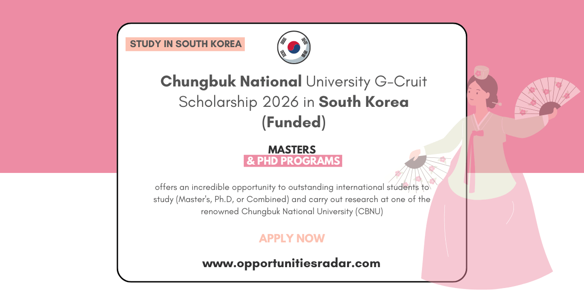 Chungbuk National University G-Cruit Scholarship 2025 in South Korea