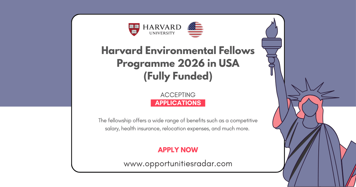 Harvard Environmental Fellows Program 2026 in USA (Fully Funded)