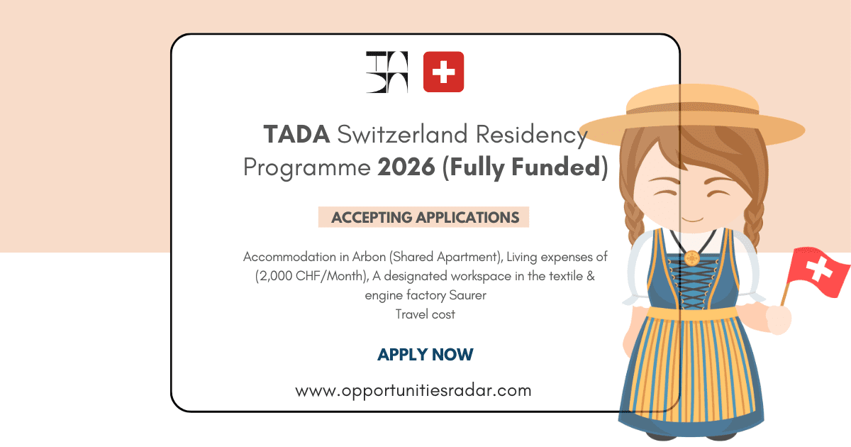 TADA Switzerland Residency Programme 2026 (Fully Funded)