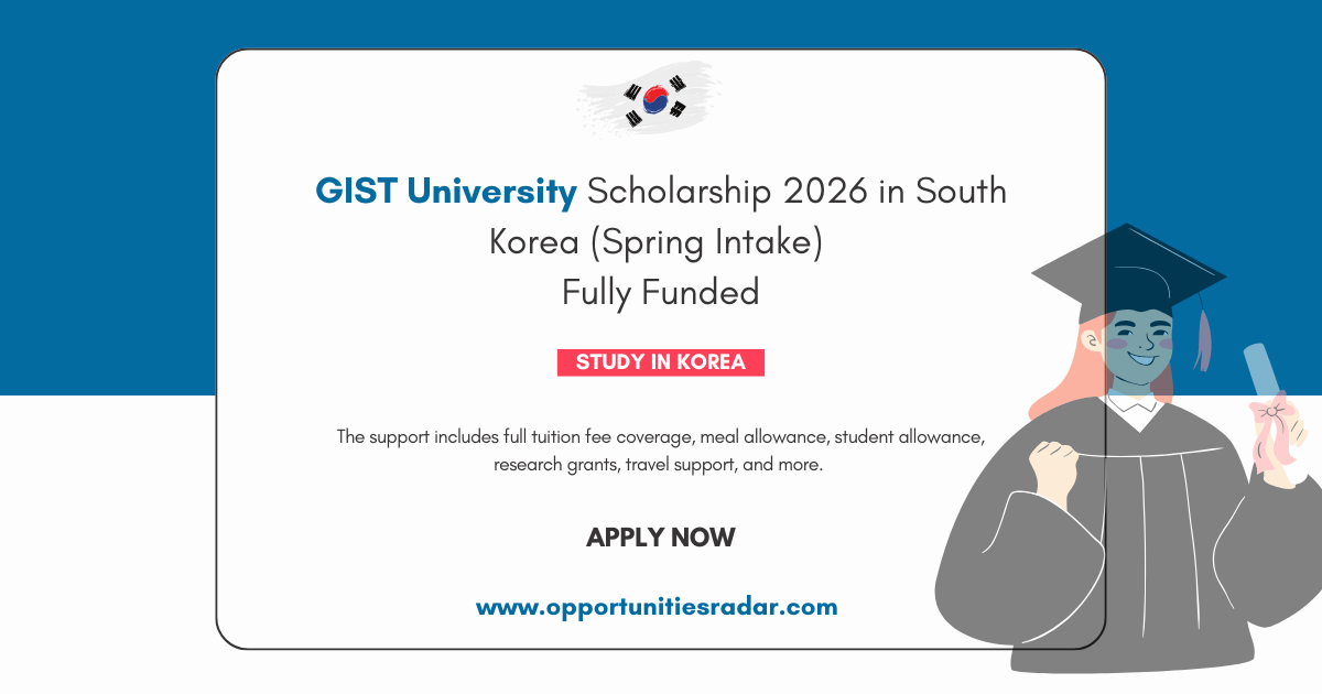 GIST University Scholarship 2026 in South Korea (Spring Intake)