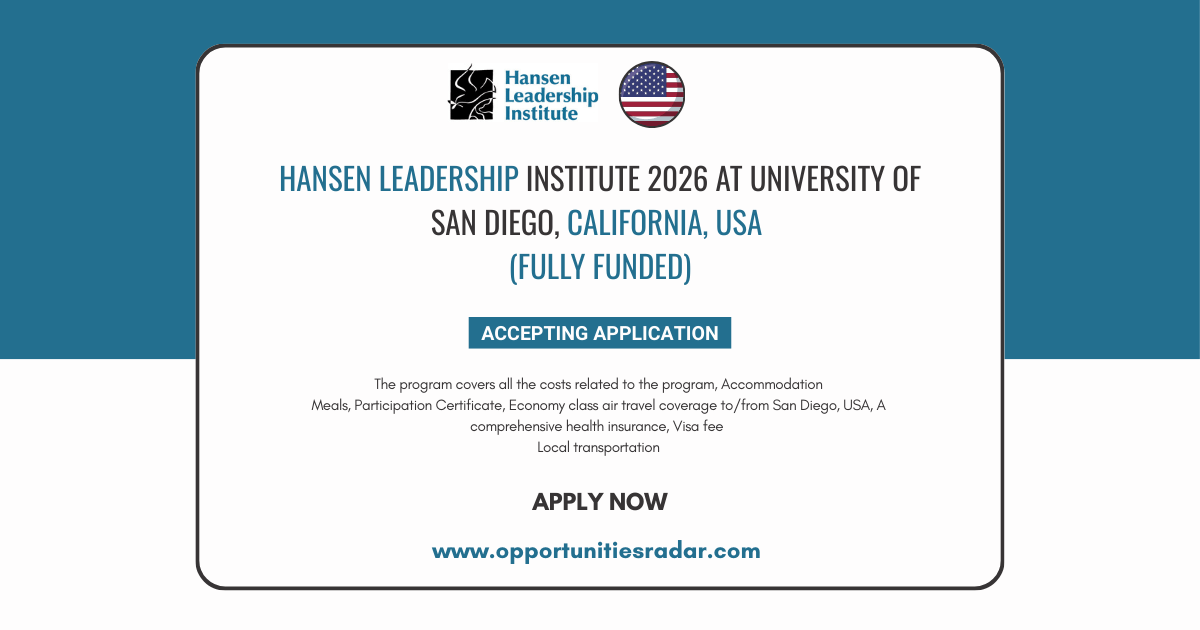 Hansen Leadership Summer Institute 2026 in USA (Fully Funded)