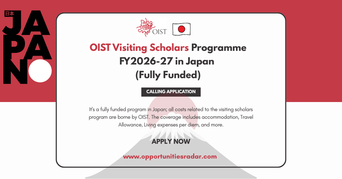 OIST Visiting Scholars Program 2026-27 in Japan (Fully Funded)