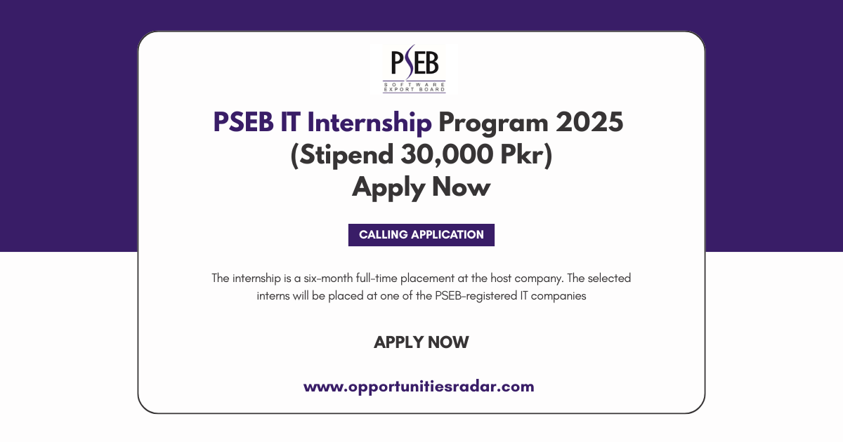 PSEB IT Internship Program 2025 (Stipend 30,000 Pkr)