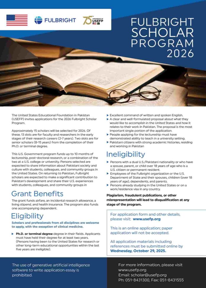 USEFP Fulbright Scholar Program 2026 in United States (Fully Funded)