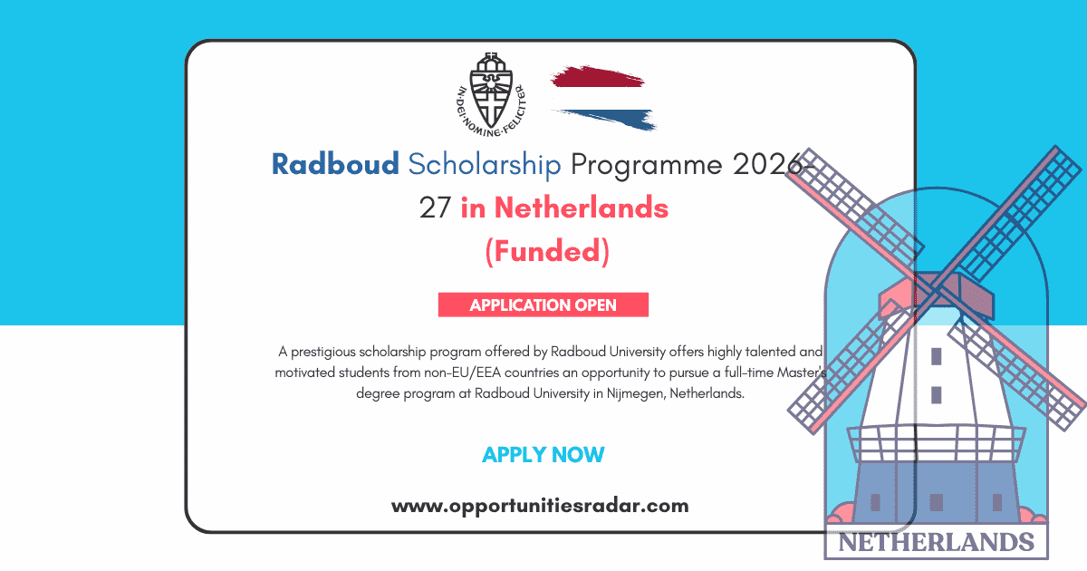 Radboud Scholarship Programme 2026-27 in Netherlands (Funded)