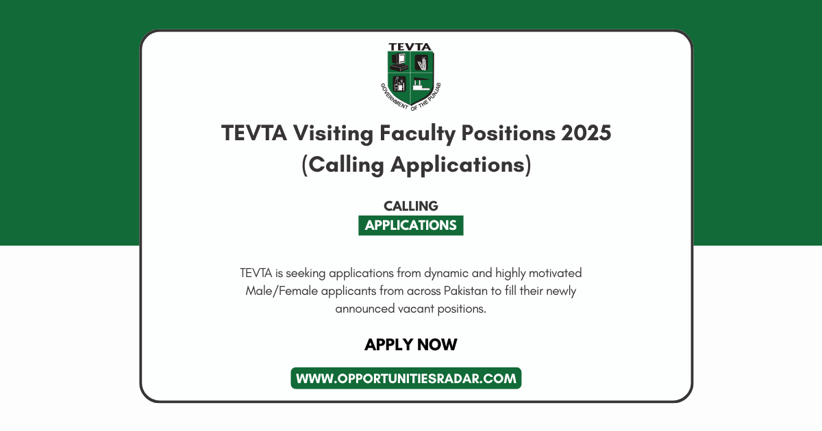 TEVTA Visiting Faculty Positions 2025 (Multiple Vacancies)