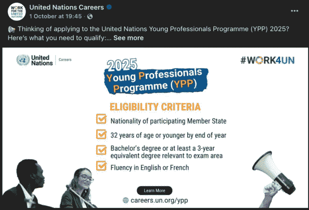 UN Young Professionals Programme 2025 (Work for United Nations)