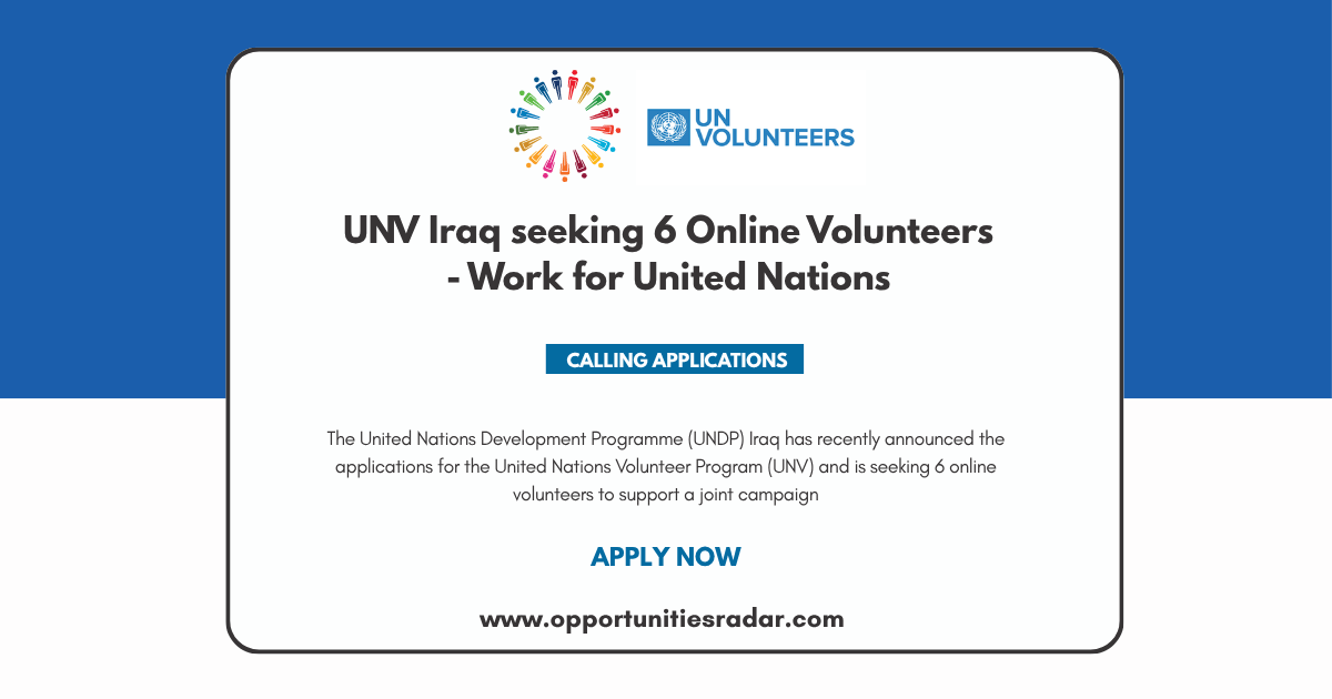 UNV Iraq seeking 6 Online Volunteers - Work for United Nations