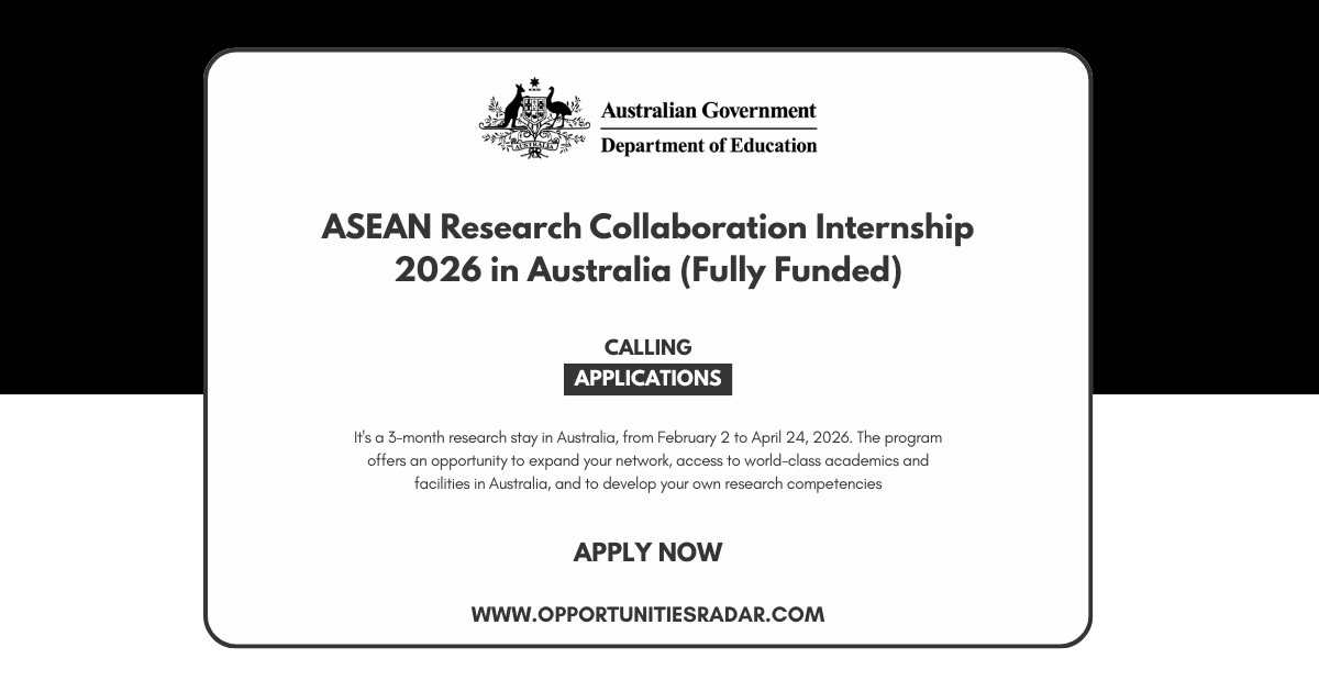 ASEAN Research Collaboration Internship 2026 in Australia (Fully Funded)