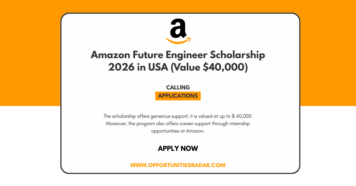 Amazon Future Engineer Scholarship 2026 in USA (Value $40,000)