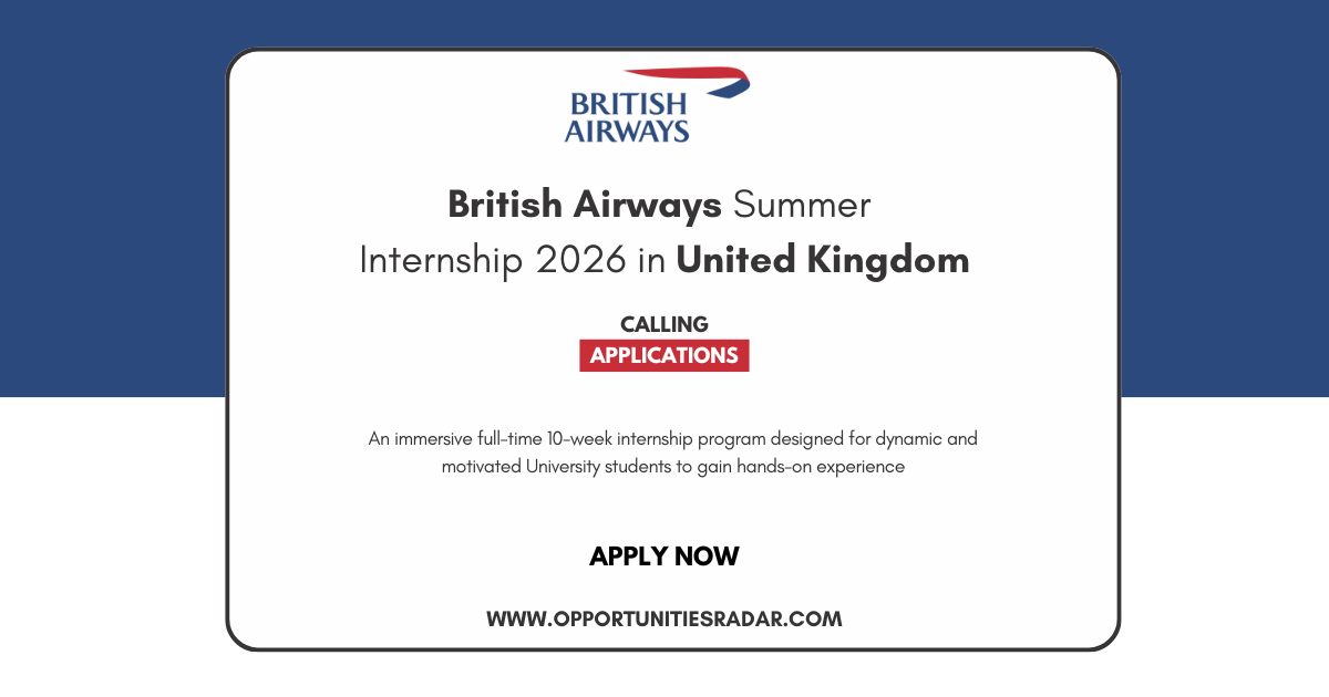 British Airways Summer Internship 2026 in United Kingdom