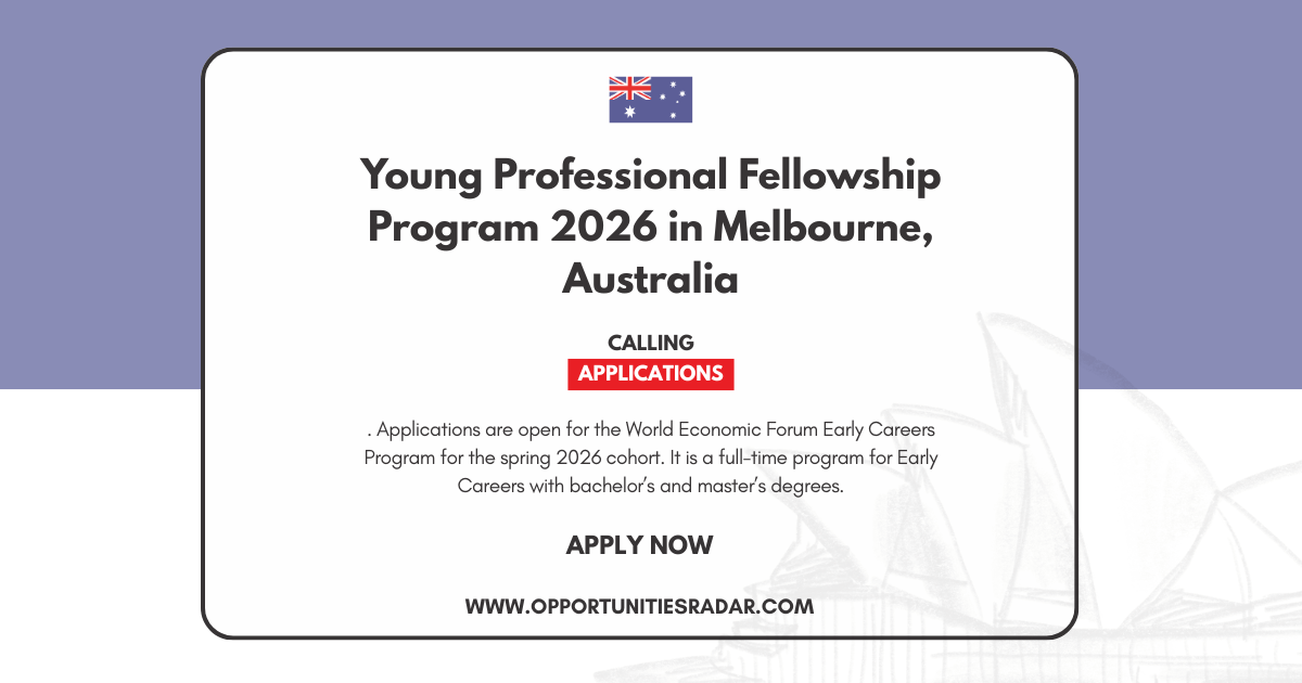 Young Professional Fellowship program 2026 in Australia (Funded)