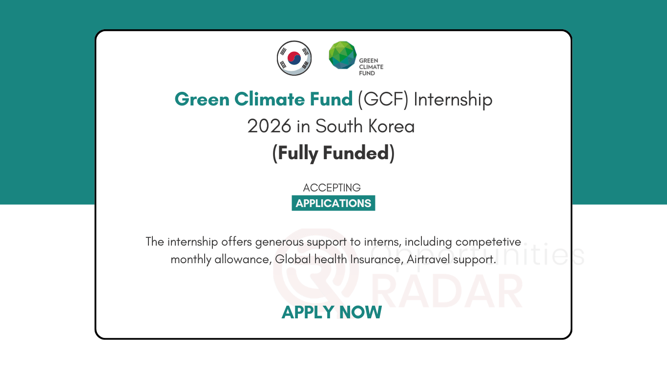 Green Climate Fund Internship 2026 in South Korea (Fully Funded)