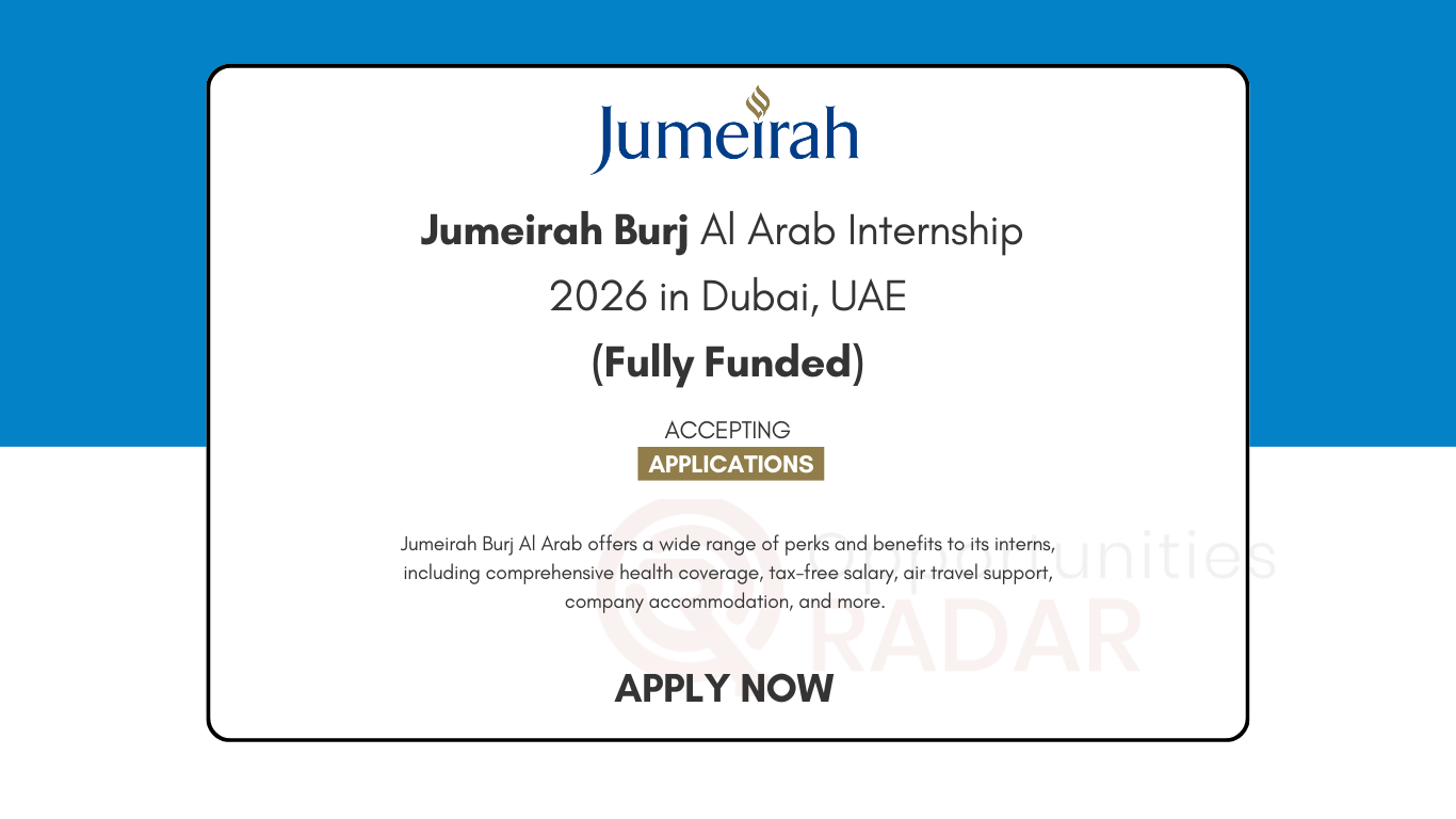 Jumeirah Burj Al Arab Internship 2026 in UAE (Fully Funded)