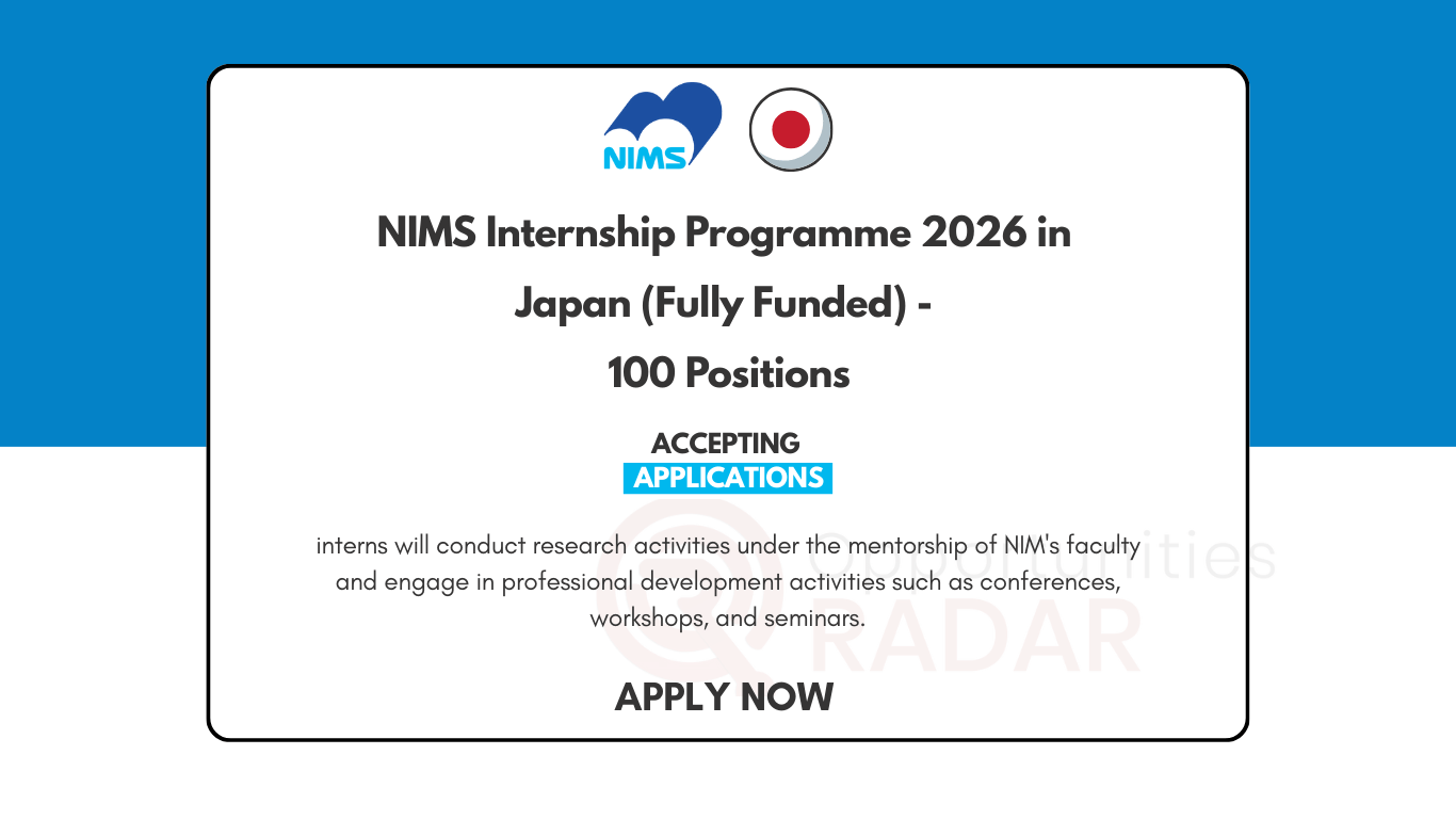 NIMS Internship Programme 2026 in Japan (Fully Funded) - 100 Positions