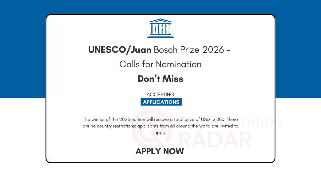 UNESCO Juan Bosch Prize 2026 - Calls for Nomination