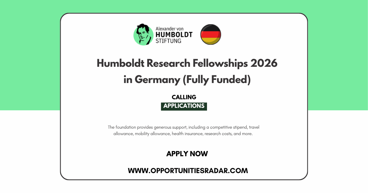Humboldt Research Fellowships 2026 in Germany (Fully Funded)