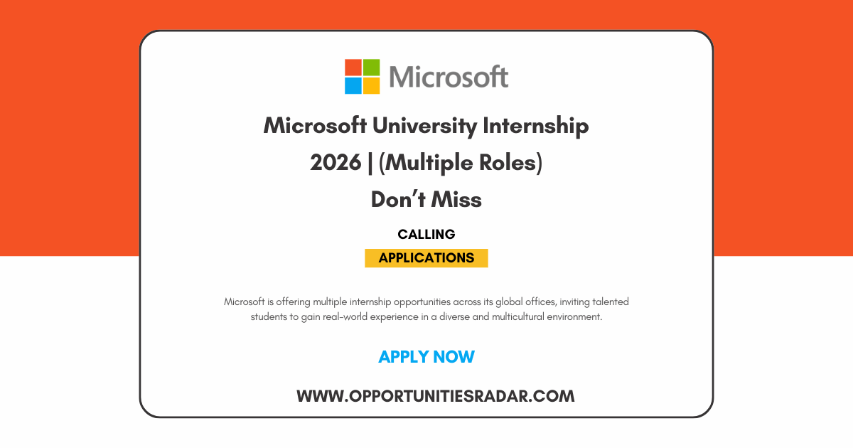 Microsoft University Internship 2026 | Paid (Multiple Roles)