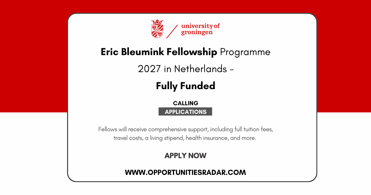Eric Bleumink Fellowship 2027 in Netherlands - Fully Funded